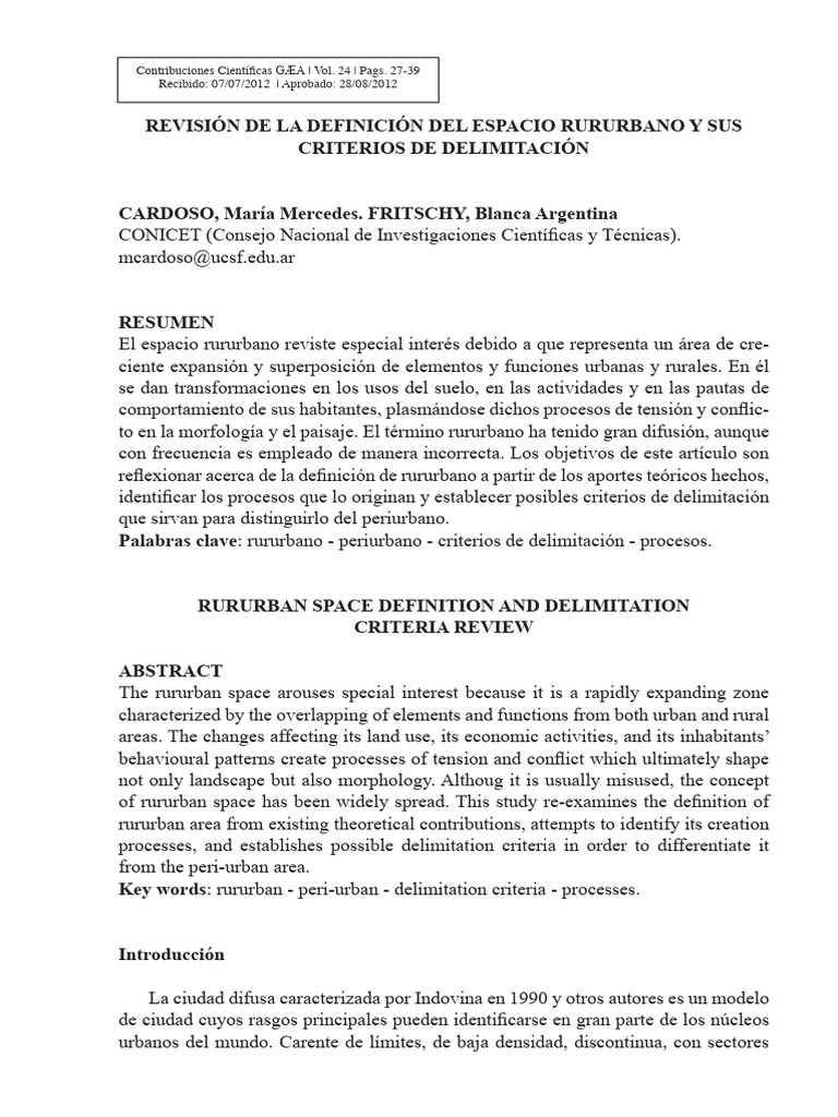 Revision de La Definicion Del Espacio Ru | PDF | Área rural ...