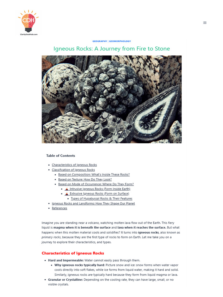 Igneous Rocks_ A Journey from Fire to Stone – Clarity Desk Hub | PDF ...