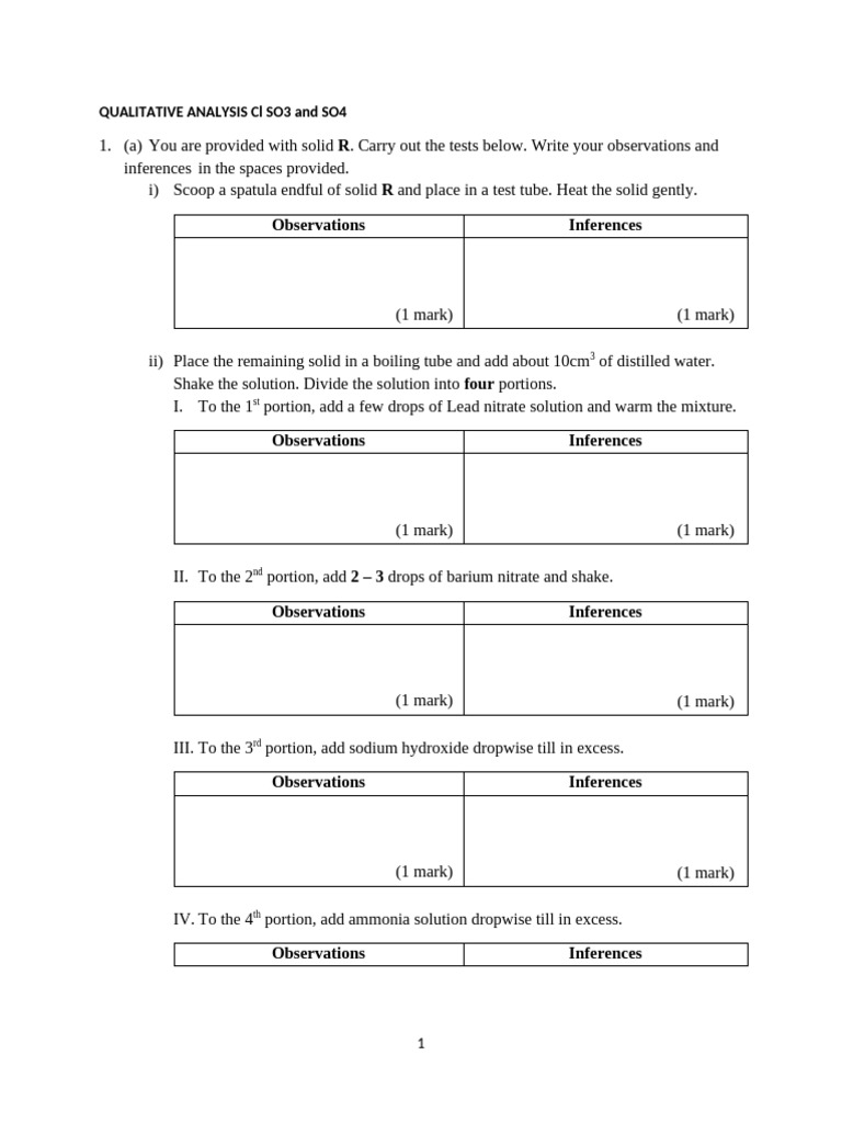 SO3 and SO4 Qualitative Tests | PDF | Sets Of Chemical Elements ...