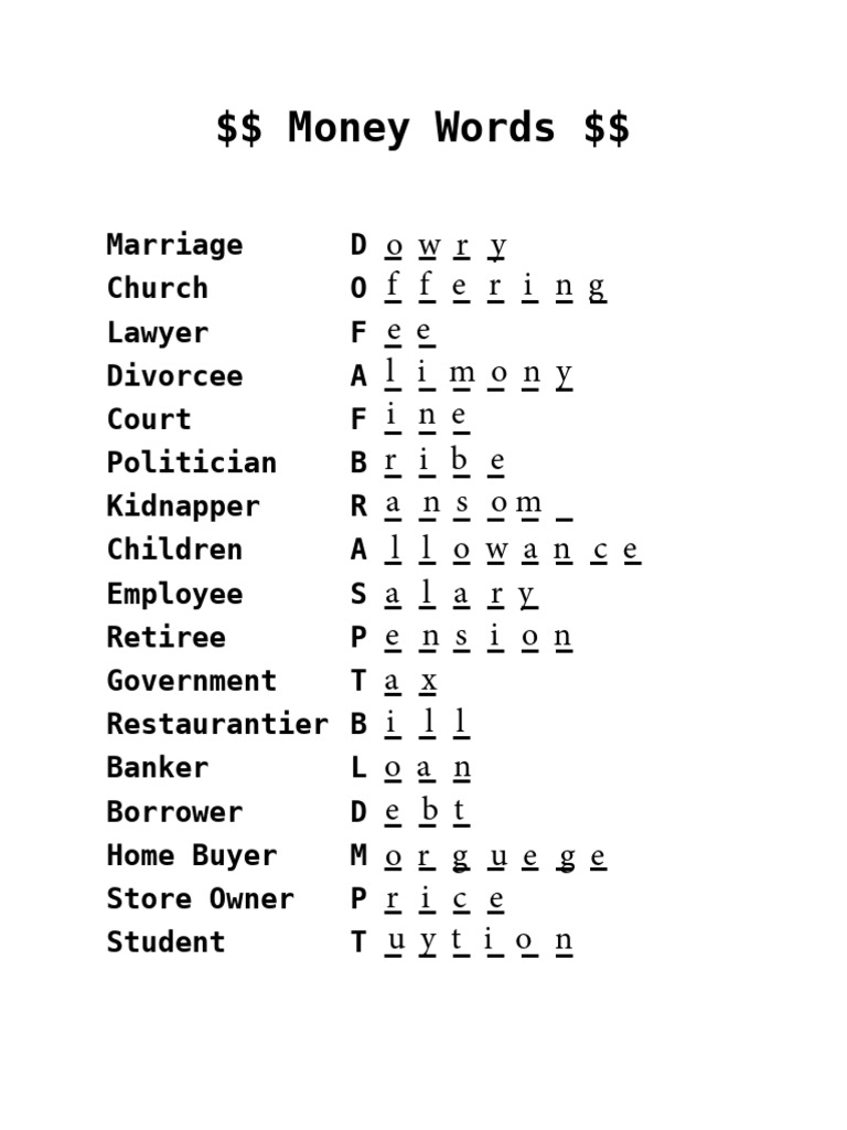 Money Words | PDF