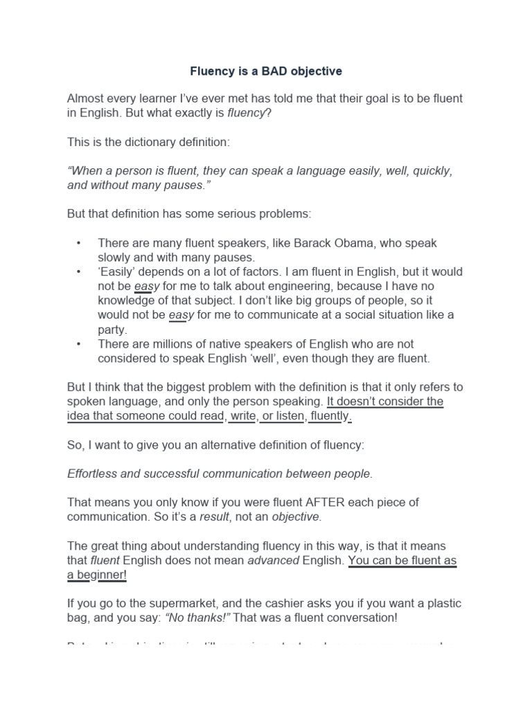 fluency | PDF | Fluency | English Language