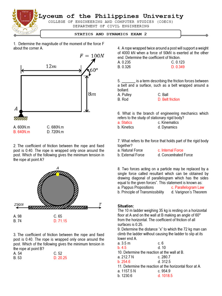 Problem Set 1B - Mechanics | PDF | Force | Friction