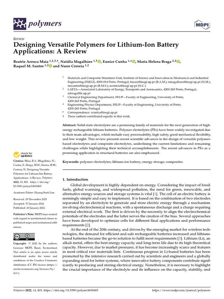 Polímeros Organicos | PDF | Electrolyte | Lithium Ion Battery