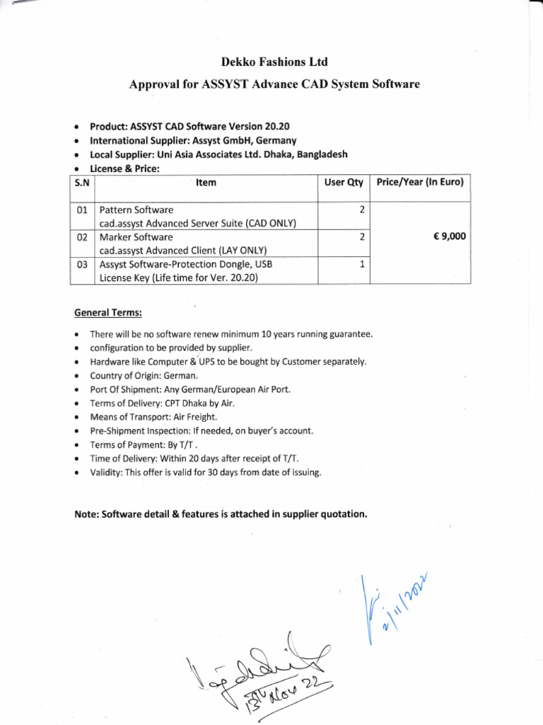 ASSYST CAD Software Purchase Approval | PDF