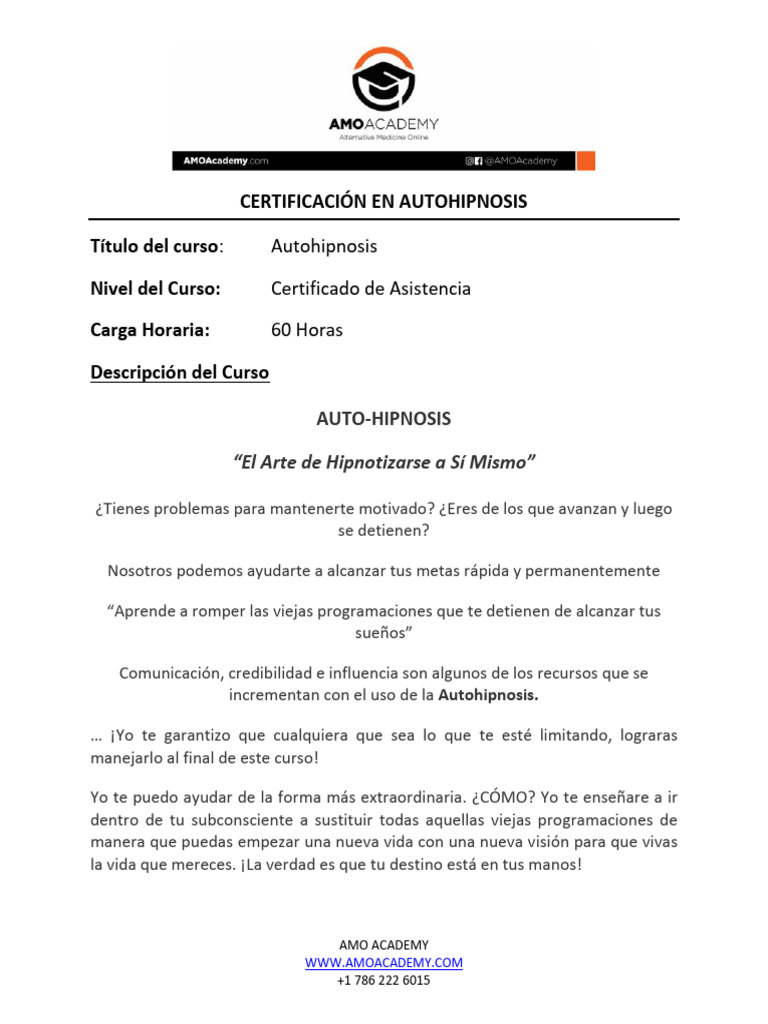 Curso de Autohipnosis: Transforma tu Vida | PDF | Hipnosis | Control mental