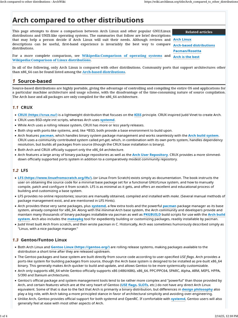Arch compared to other distributions - ArchWiki | PDF | Linux ...