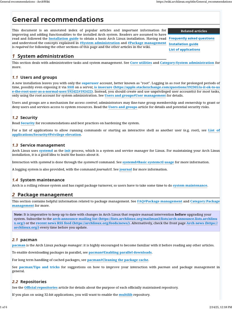 General Recommendations - ArchWiki | PDF | Command Line Interface | Software Repository