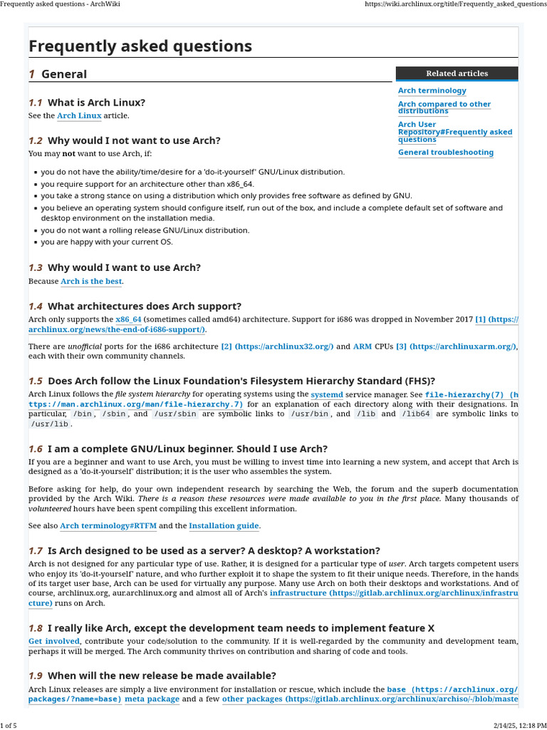 Frequently Asked Questions - ArchWiki | PDF | Software Engineering | Computer Science