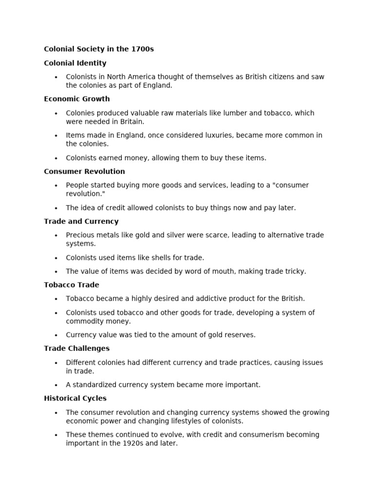 Colonial Society and Economy in 1700s | PDF | Money | Slavery