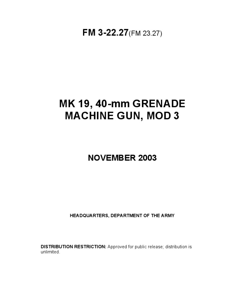 FM 3-22 27-1 | Download Free PDF | United States Army | Machine Gun