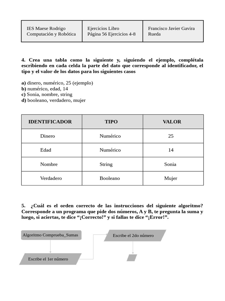 Ejercicios de Computación y Robótica | PDF