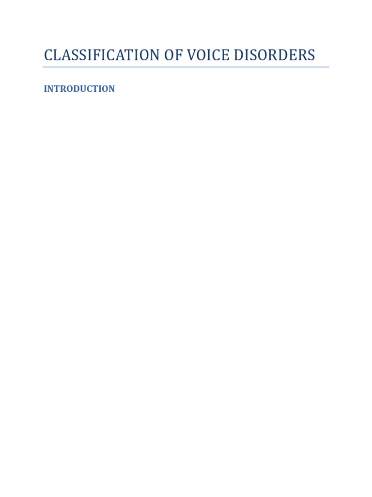 Classification of Voice Disorders | PDF | Human Voice | Medical Specialties
