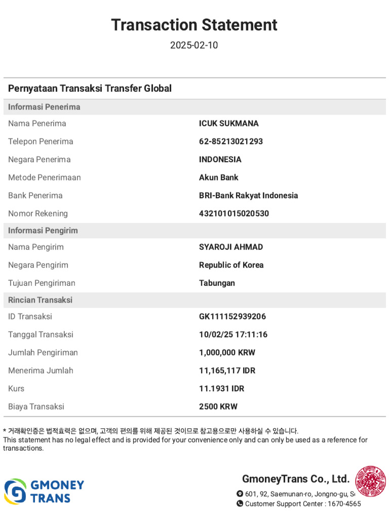 Gmoney Remittance Statement 10022025081219 | PDF