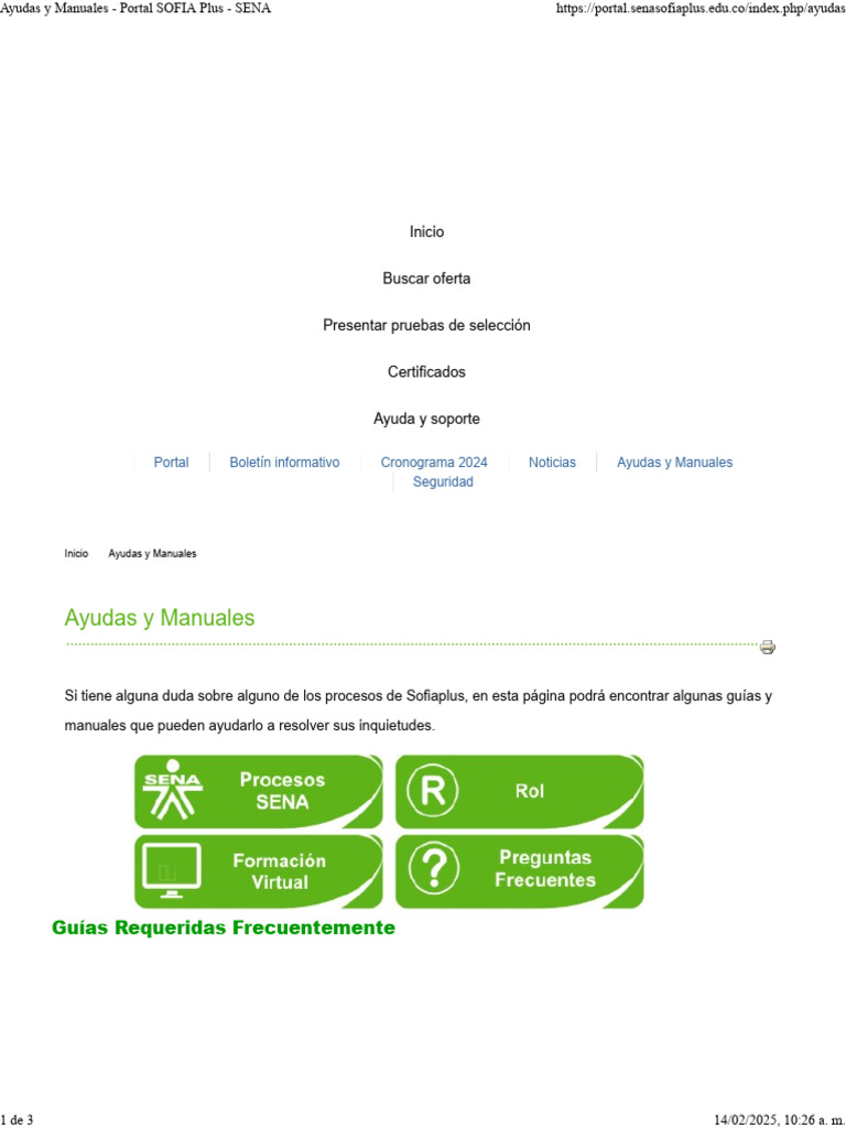 Ayudas y Manuales en Sofía Plus SENA | PDF