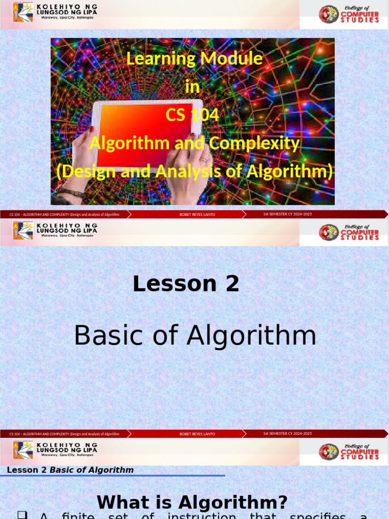 Lesson 2 - Basic of Algorithms | PDF | Computational Complexity Theory | Algorithms