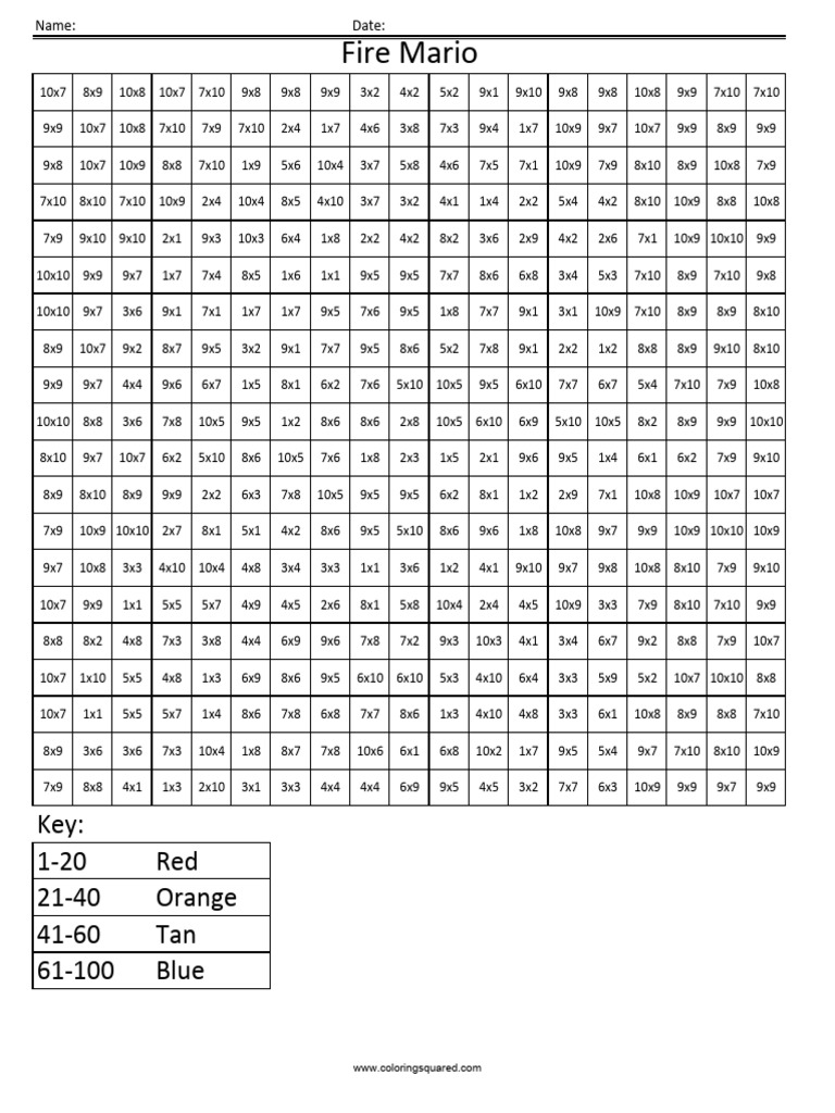 3MD Fire Mario Multiplication Math Worksheets | PDF