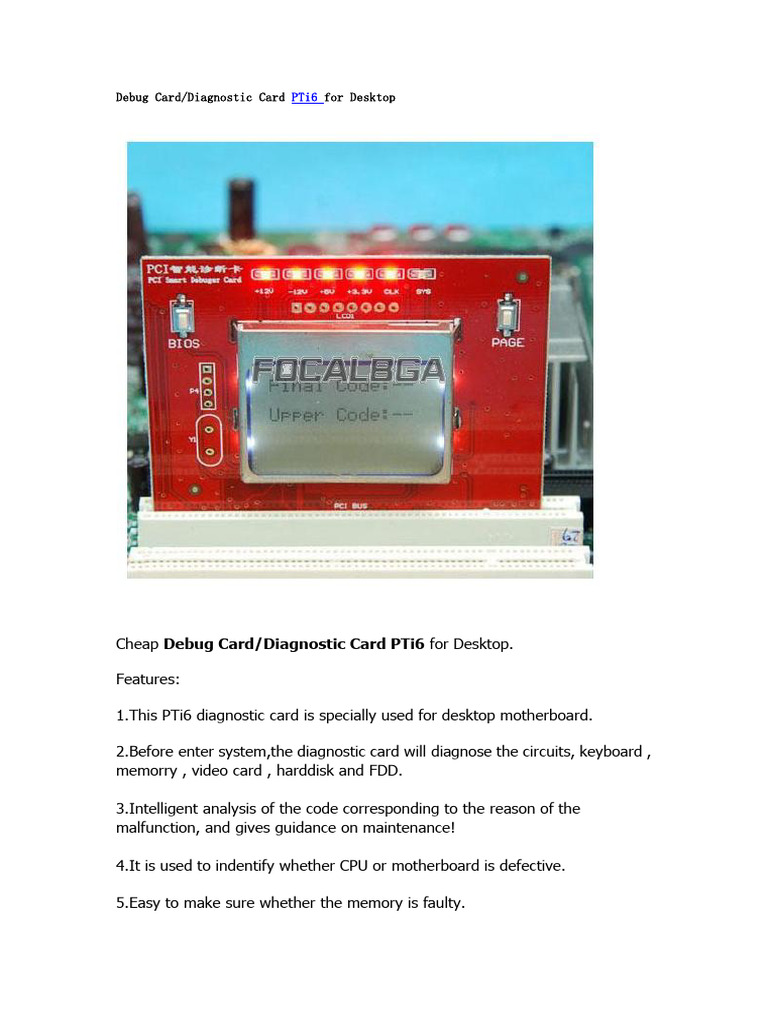 Cheap Debug Card - Diagnostic Card PTi6 For ... - BGA Rework Station | PDF