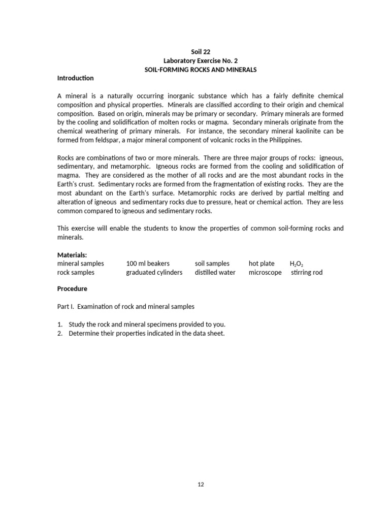 Soil-Forming Rocks and Minerals Guide | PDF | Rock (Geology) | Igneous Rock