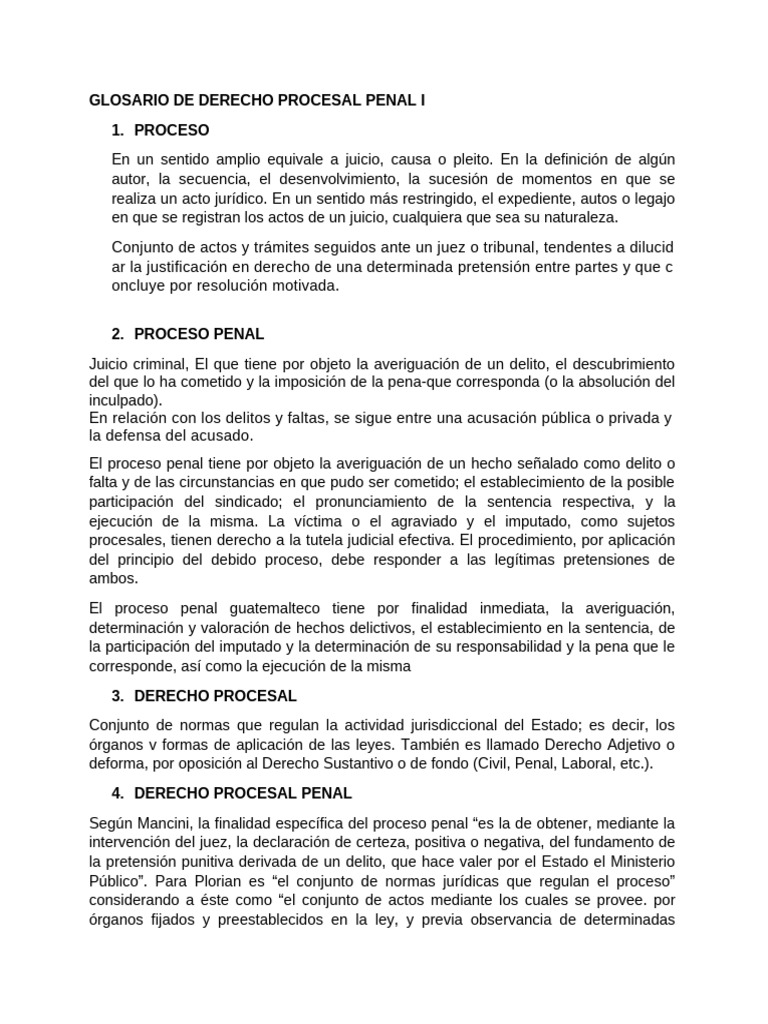 Glosario Derecho Procesal Penal | PDF | Judicaturas | Jurisdicción