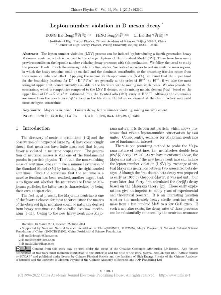 Lepton Number... D Meson Decay - 董海荣 | PDF | Neutrino | Quantum Field ...
