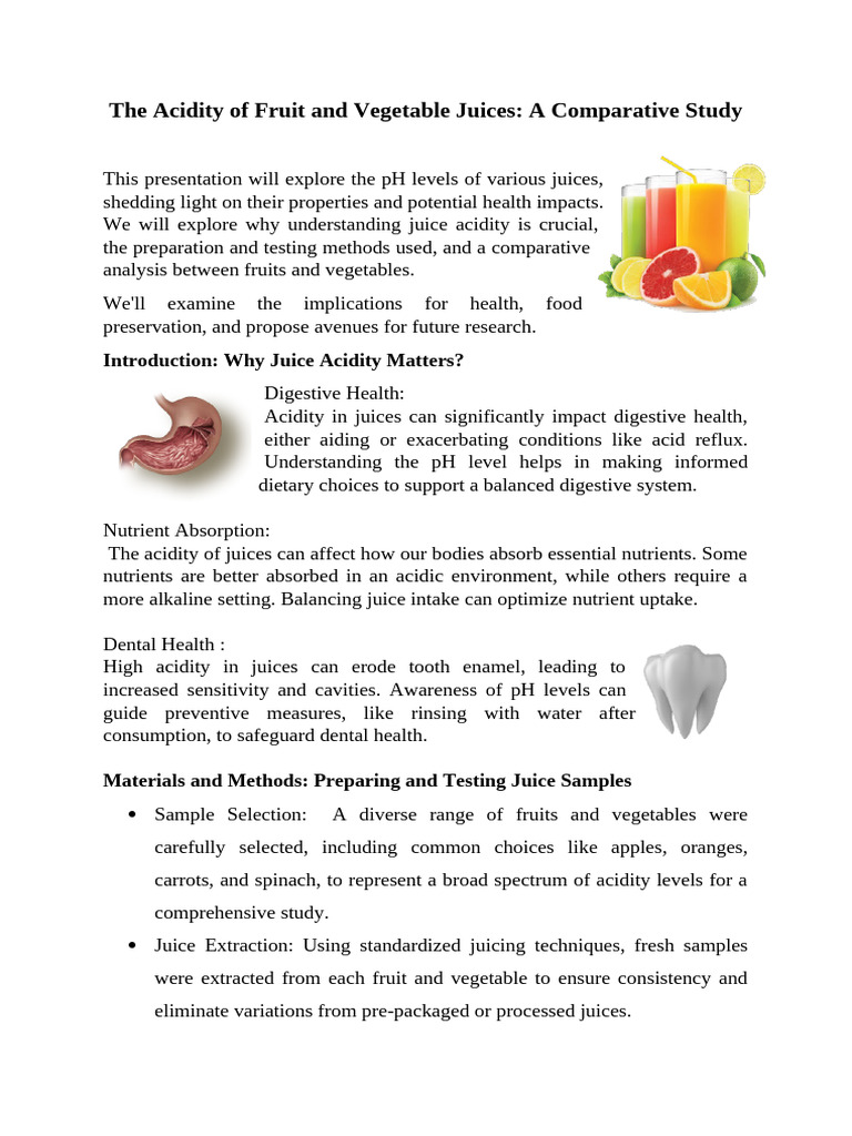 Juice Acidity: Health Impacts & Analysis | PDF | Ph | Juice