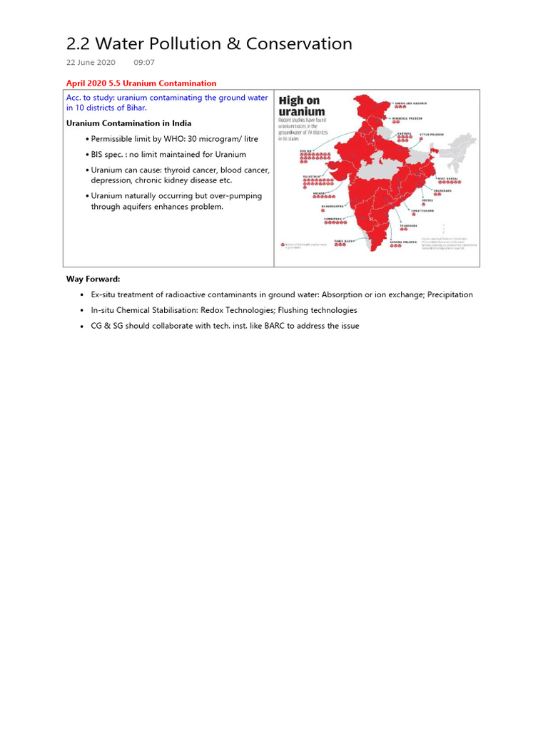 Uranium Contamination in Bihar Water | PDF