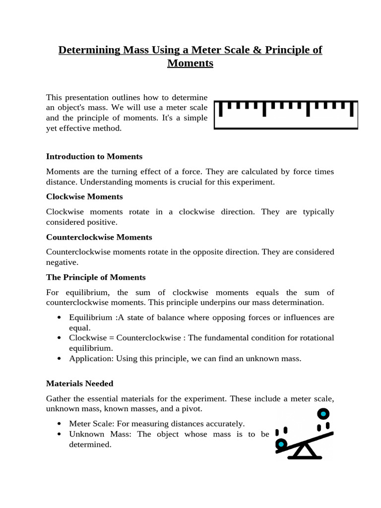Determining Mass Using a Meter Scale | PDF | Weighing Scale | Force