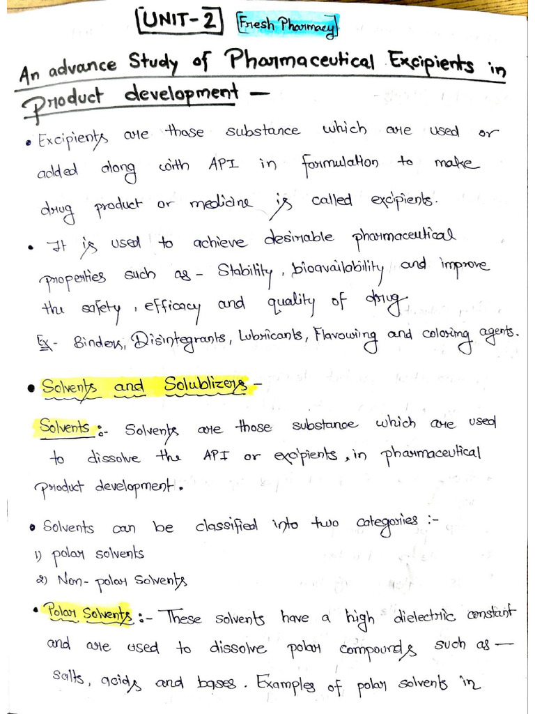 Pharmaceutical Product Development 8th Sem Unit 2 Complete Notes | PDF