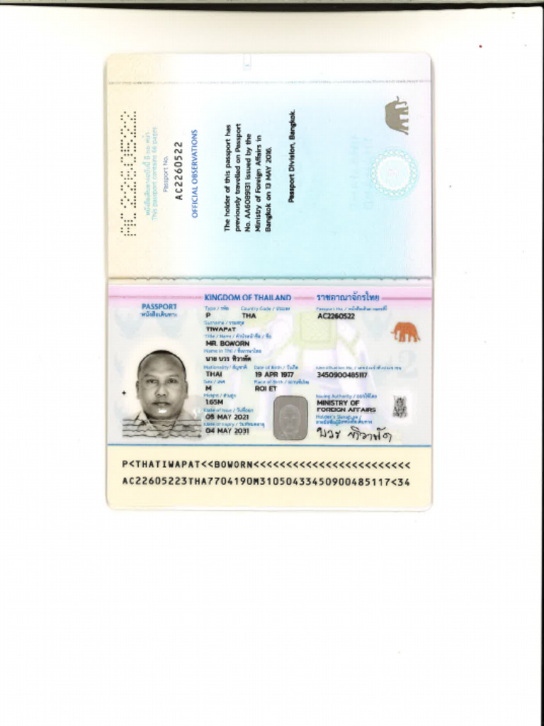Boworn Tiwapat _ Passport | PDF