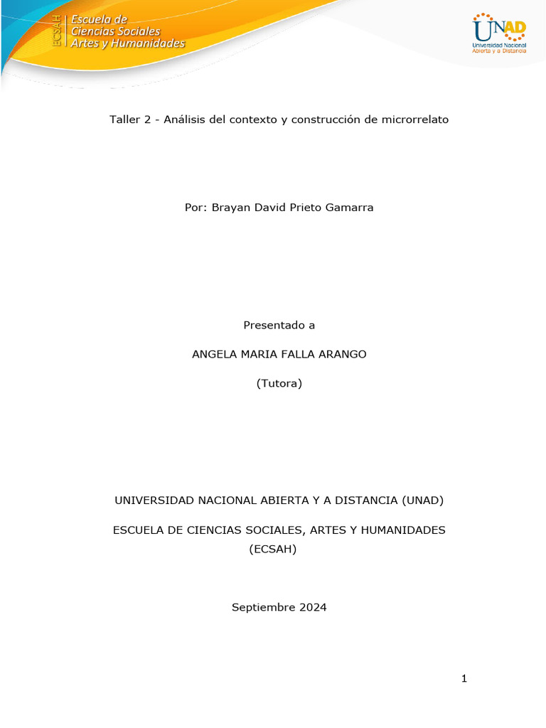Taller 2 - Análisis Del Contexto y Construcción de Microrrelato - G - 4 ...