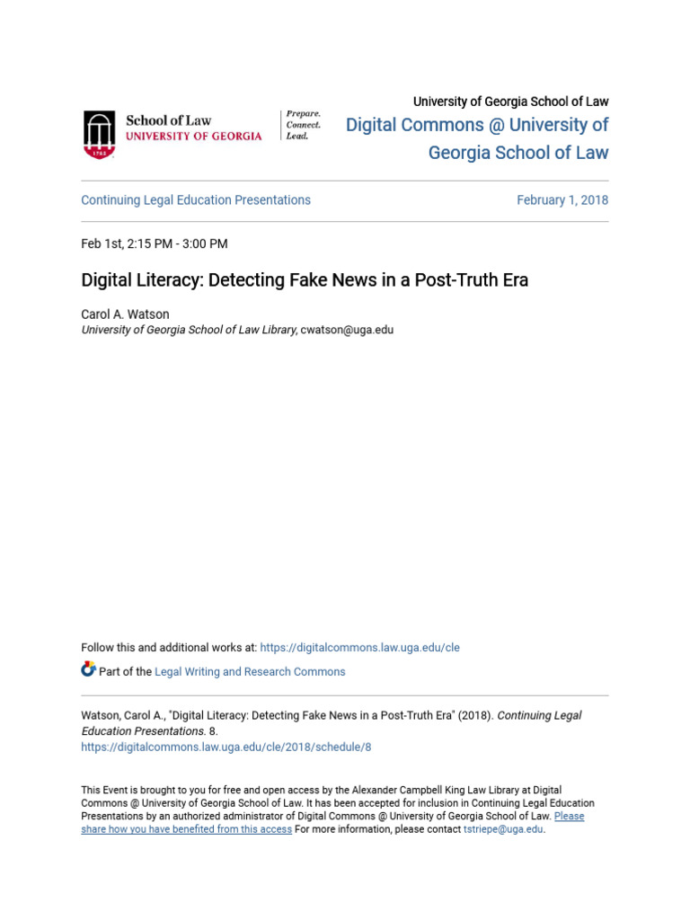 Digital Literacy - Detecting Fake News in A Post-Truth Era | PDF | News