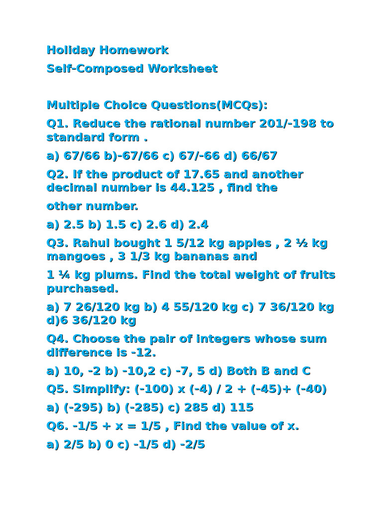 Maths Worksheet | PDF