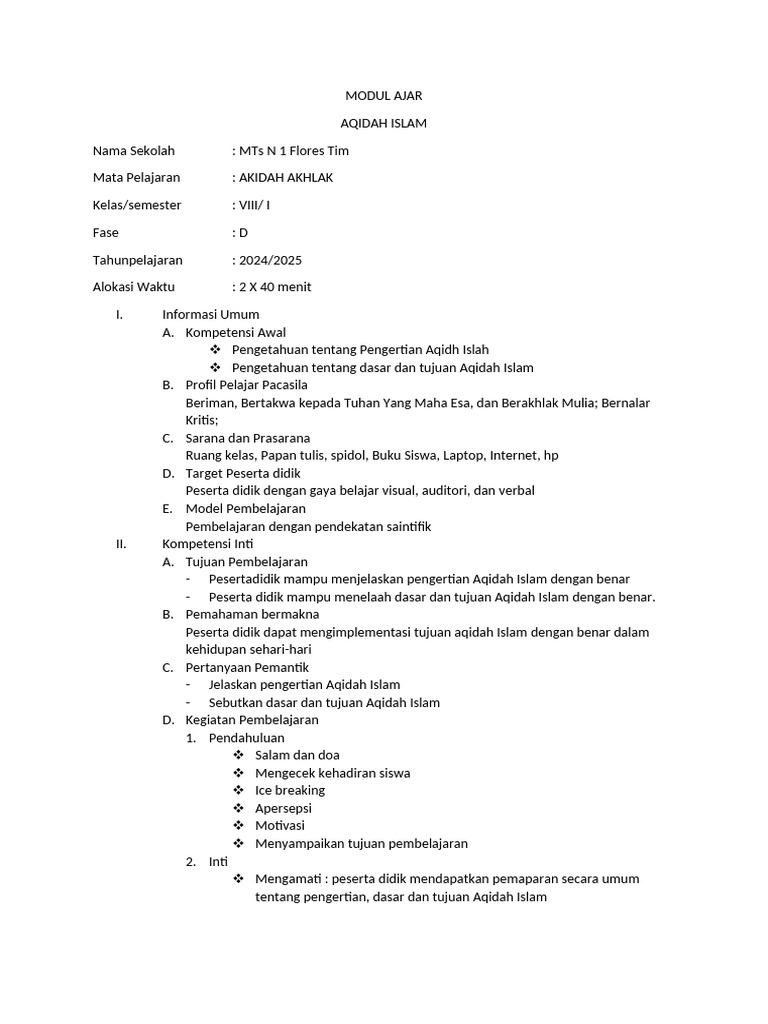 MODUL AJAR Bab 1 | PDF