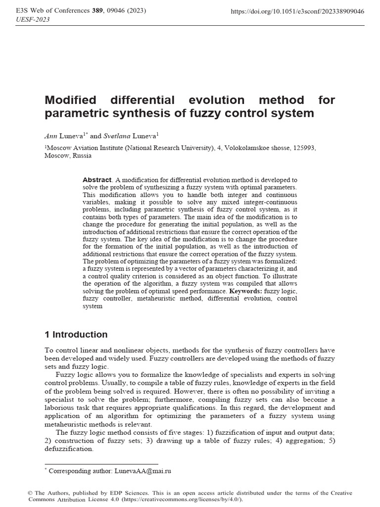 Modified Differential Evolution Method for Paramet | PDF | Parameter (Computer Programming ...