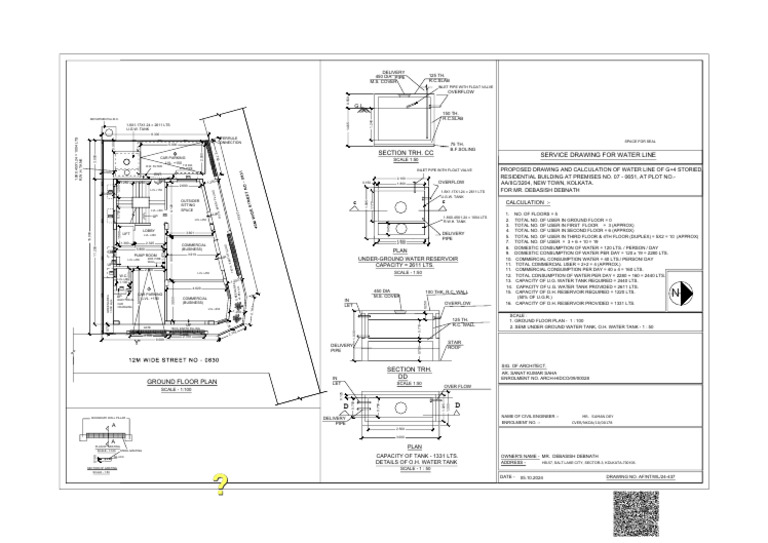 Water Line Service Drawing for G+4 Building | PDF | Civil Engineering ...