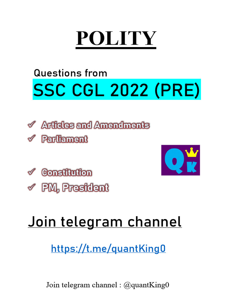 SSC CGL 2022 Polity Questions & Answers | PDF | Supreme Court Of India ...