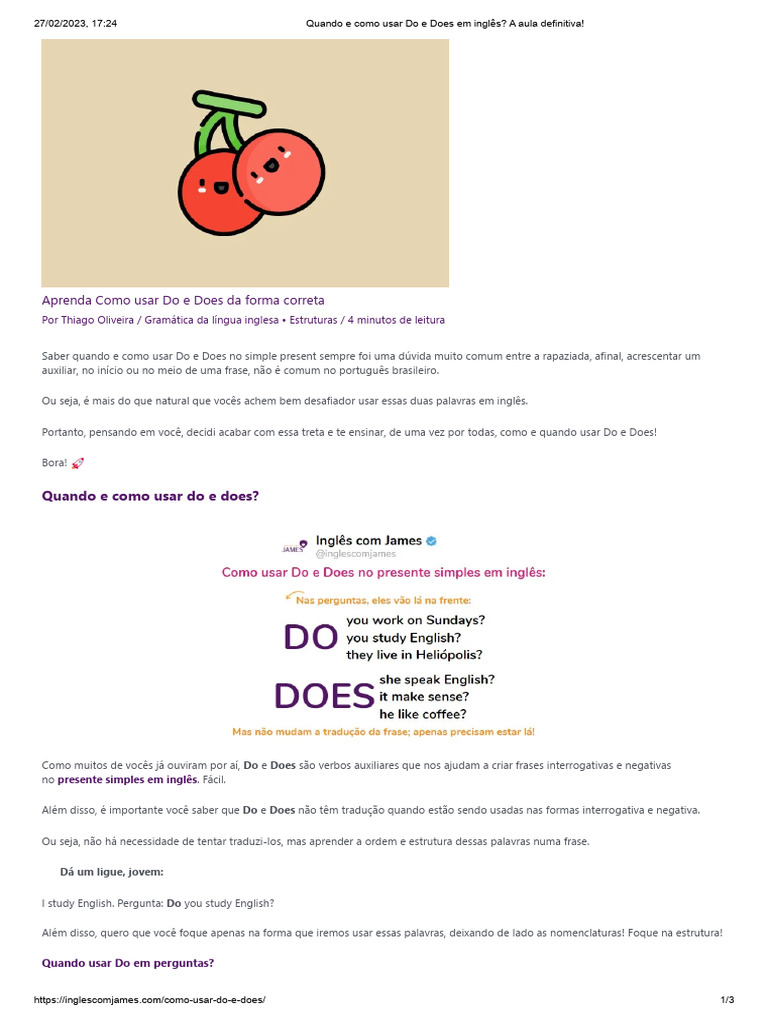 Uso de Do e Does no Inglês | PDF | Língua inglesa | Linguística