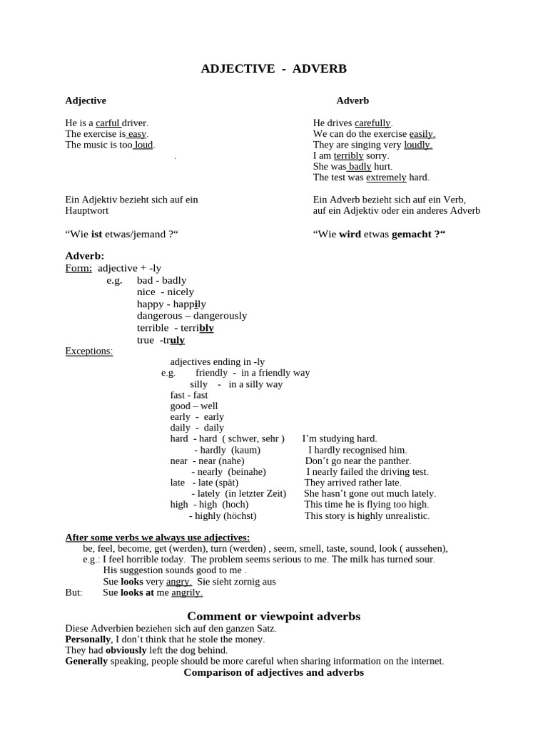 Adjective - Adverb - Overview | PDF | Adjective | Adverb
