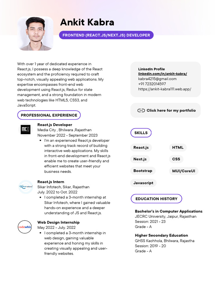 Ankit Resume | PDF | Web Design | Web Development