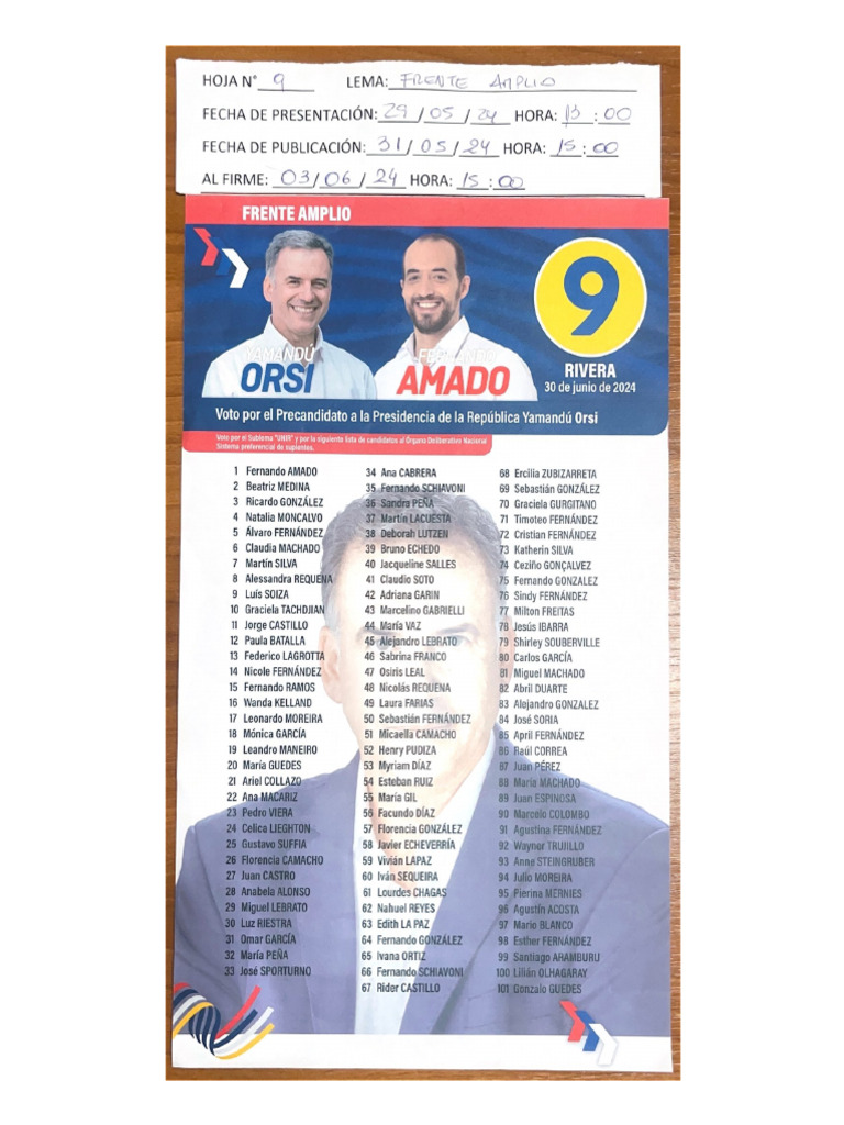 Lema Frente Amplio - Hoja 9 - Odn - Rivera | PDF