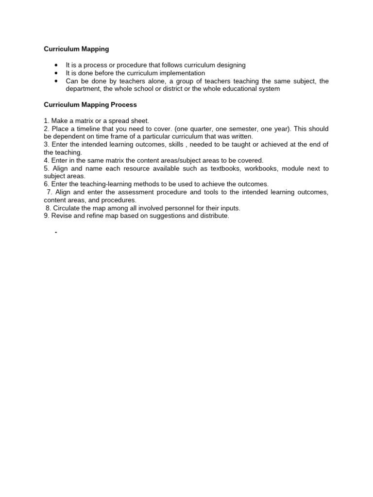 Curriculum Mapping Process Guide | PDF