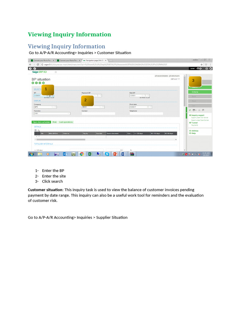 Sage X3 Inquiry Guide | PDF | Business Economics | Economies