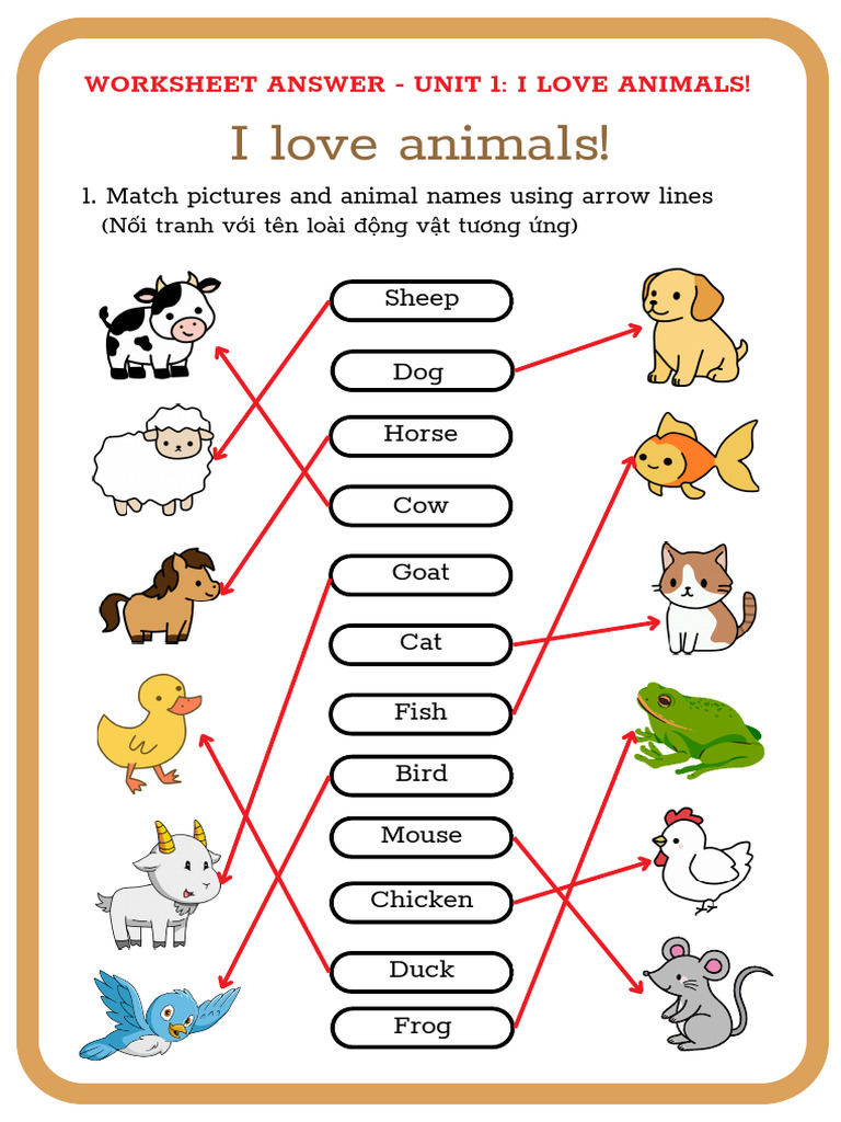 Key Homework - U1 - I Love Animals | PDF