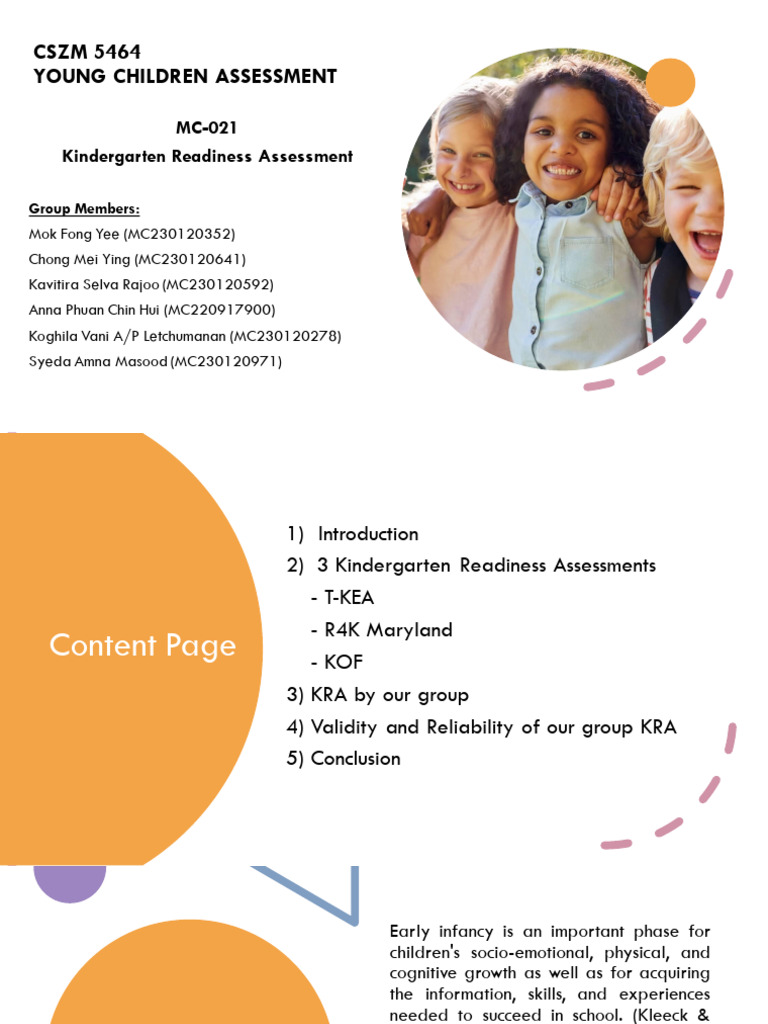 Kindergarten Readiness Assessment Overview | PDF | Validity (Statistics ...