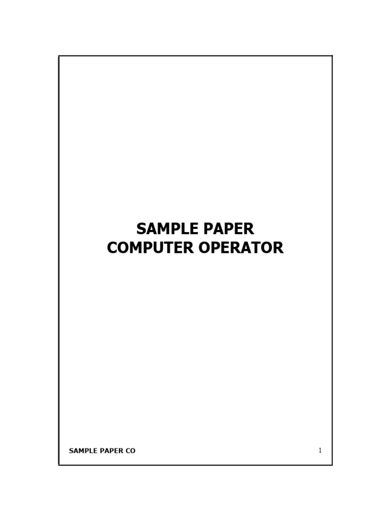 COMPUTER-OPERATOR | PDF | Computing | Computer Engineering