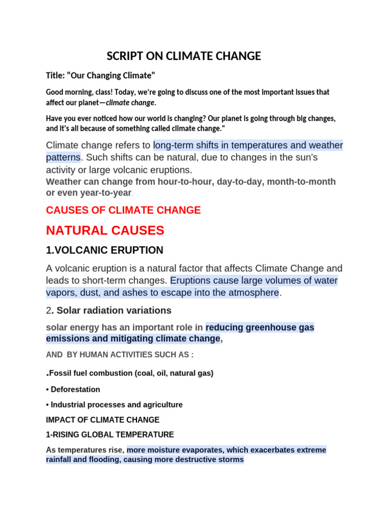 Script On Climate Change | PDF