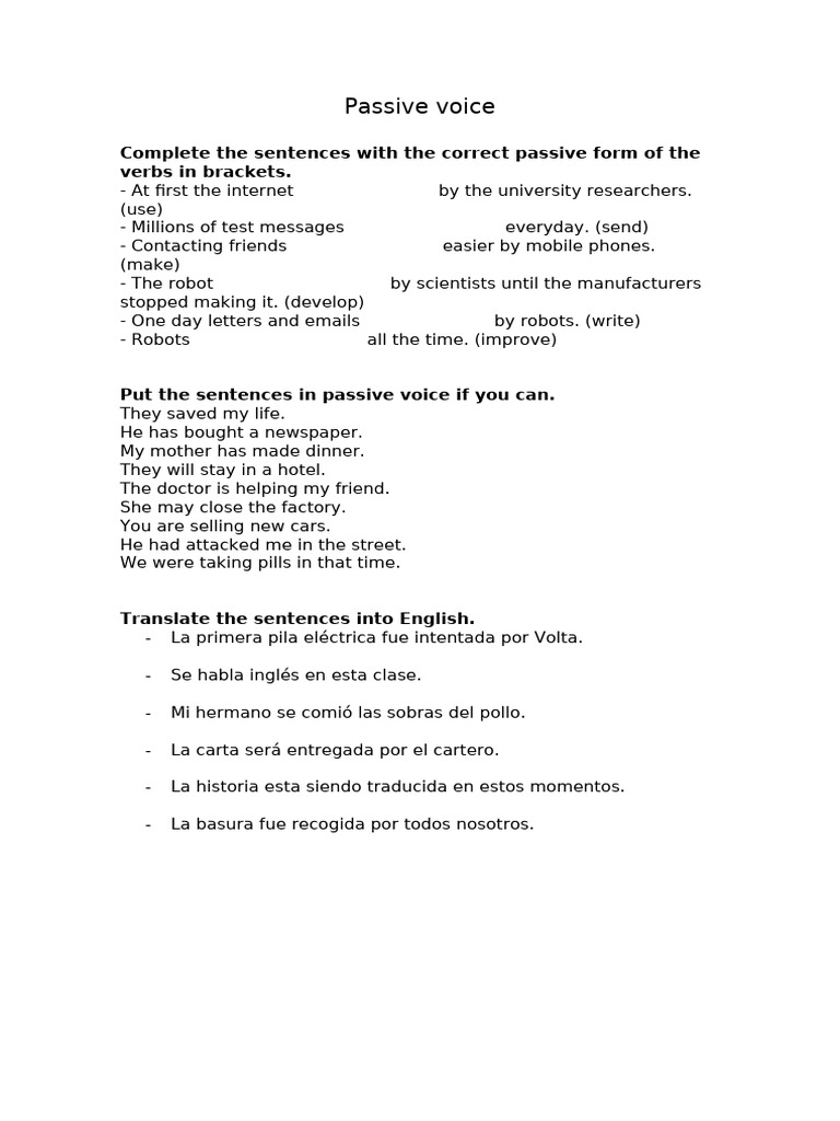 Passive sentences rephrasing 1 | PDF