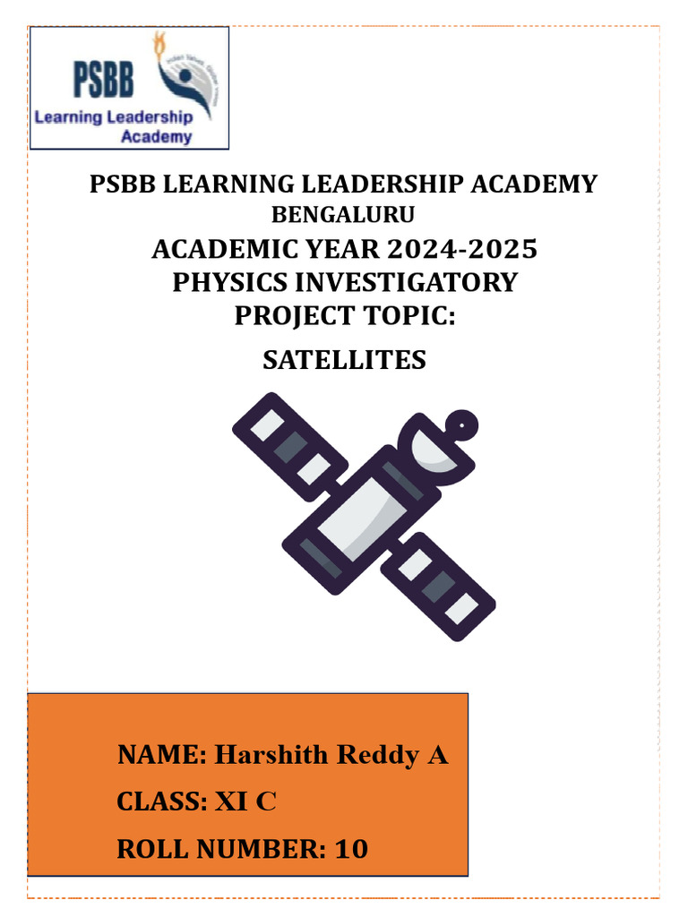 Physics Satellites Project Class 11 | PDF | Satellite | Orbit