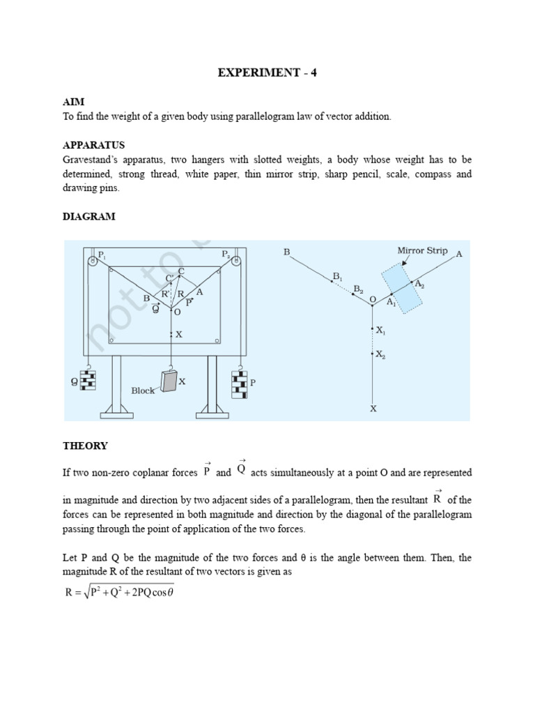 11 - Exp-4 Parallelogram Law of Vectors | PDF