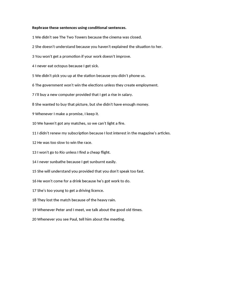 Conditionals Rephrasing 2 | PDF